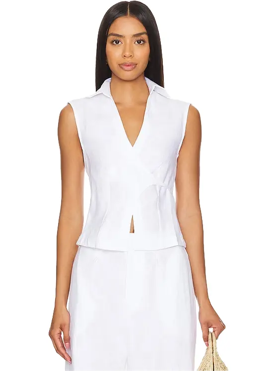 Faithfull The Brand Antibes Sleeveless Wrap Shirt - White