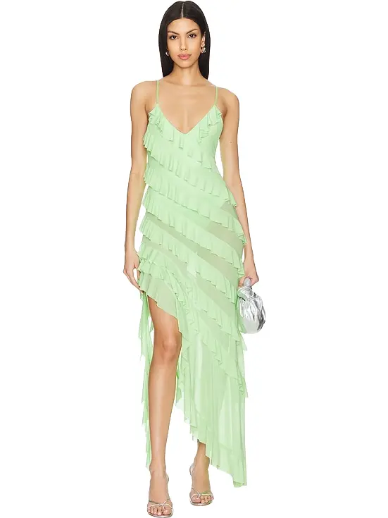 AFRM Vienna Draped Dress - Neon Mint