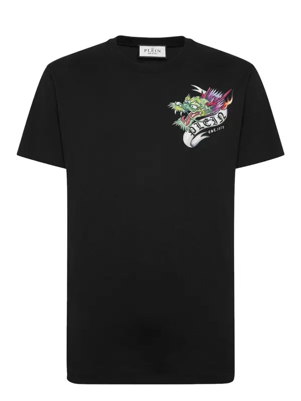 Philipp Plein Tattoo-print Cotton T-shirt - Black