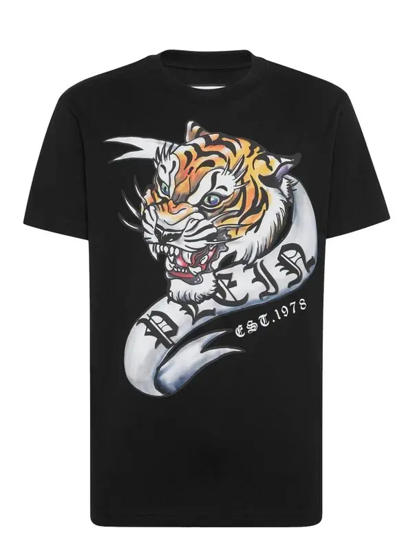 Philipp Plein Ss Tattoo Tiger-printed T-shirt - Black