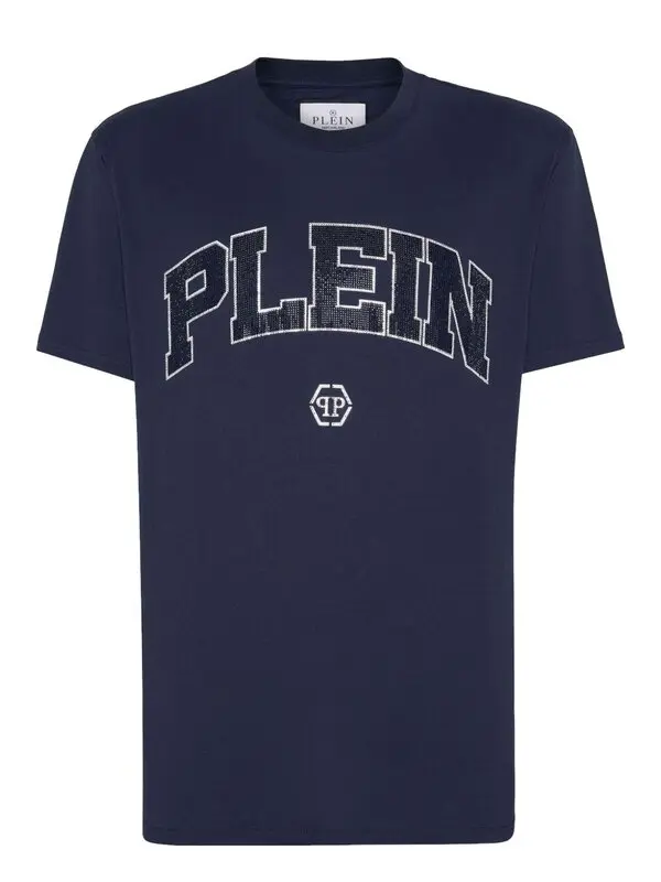 Philipp Plein Stones Short Sleeve Cotton T-shirt - Blue