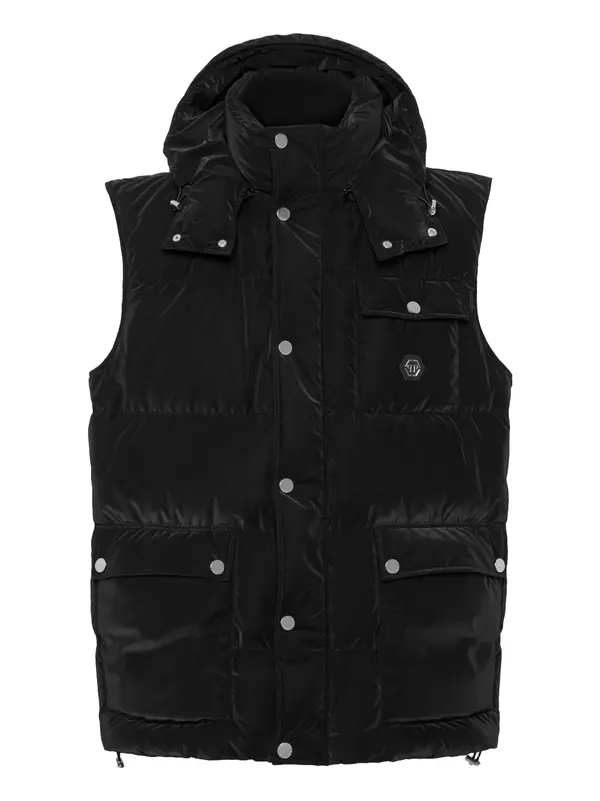 Philipp Plein Logo-appliqué Puffer Gilet - Black