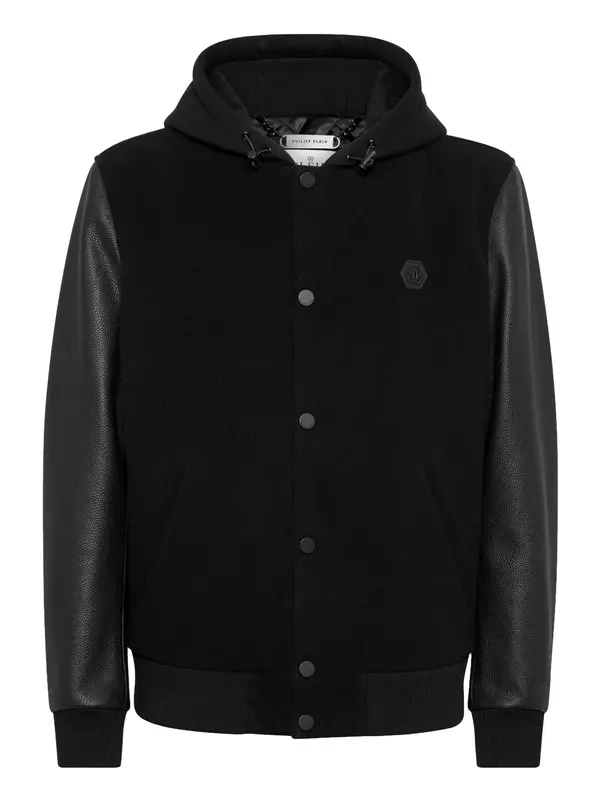 Philipp Plein Logo Appliqué Hooded Jacket - Black