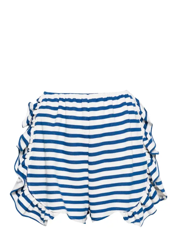 IOANA CIOLACU Striped Ruffled Shorts - White