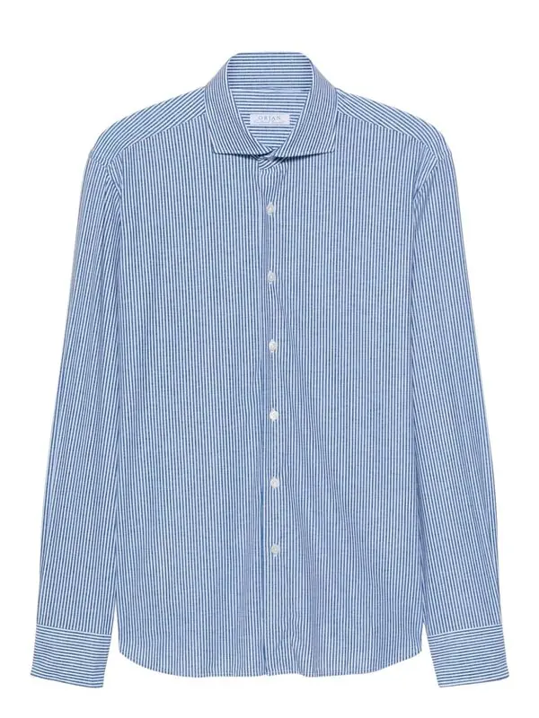 ORIAN Striped Stretch Shirt - Blue