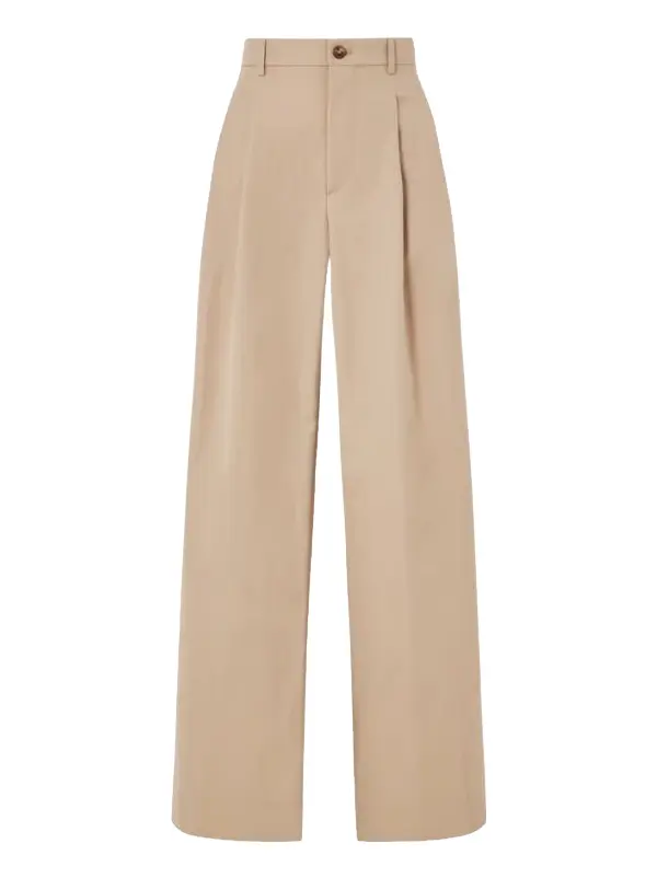 Wardrobe.NYC Pleated Cotton-blend Drill Wide-leg Pants - Neutrals