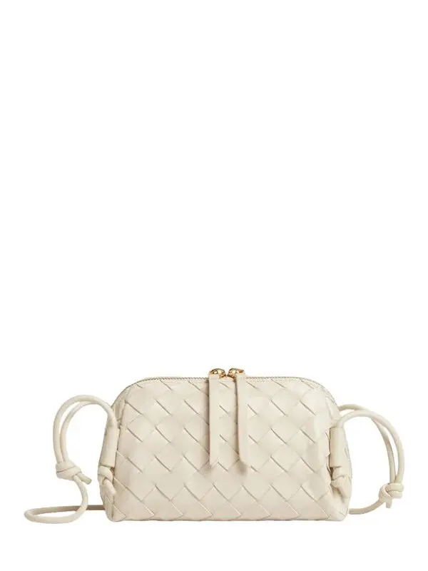 Bottega Veneta Concert Pouch Intrecciato Leather Shoulder Bag - Neutrals