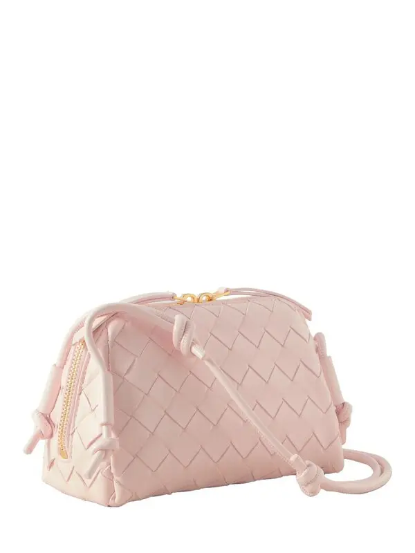 Bottega Veneta Concert Pouch Intrecciato Leather Shoulder Bag - Pink