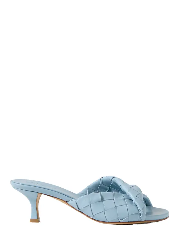 Bottega Veneta Blink Twisted Intrecciato Leather Mules - Blue