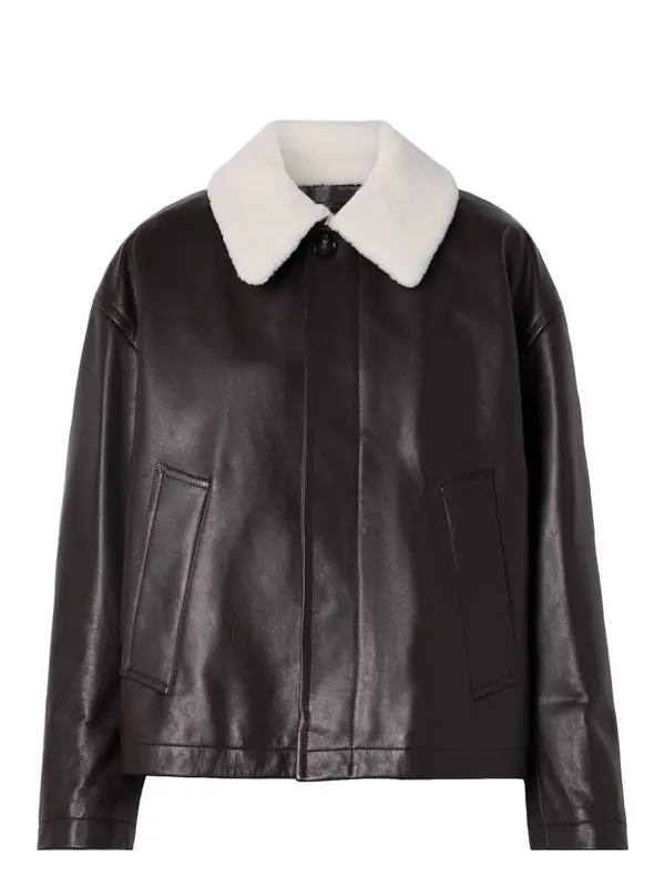 Bottega Veneta Shearling-trimmed Leather Jacket - Brown