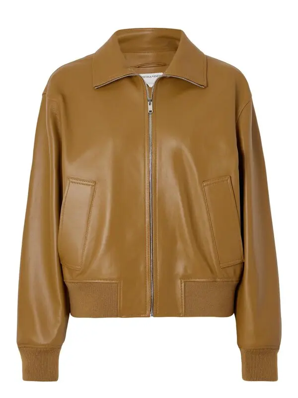 Bottega Veneta Leather Bomber Jacket - Brown