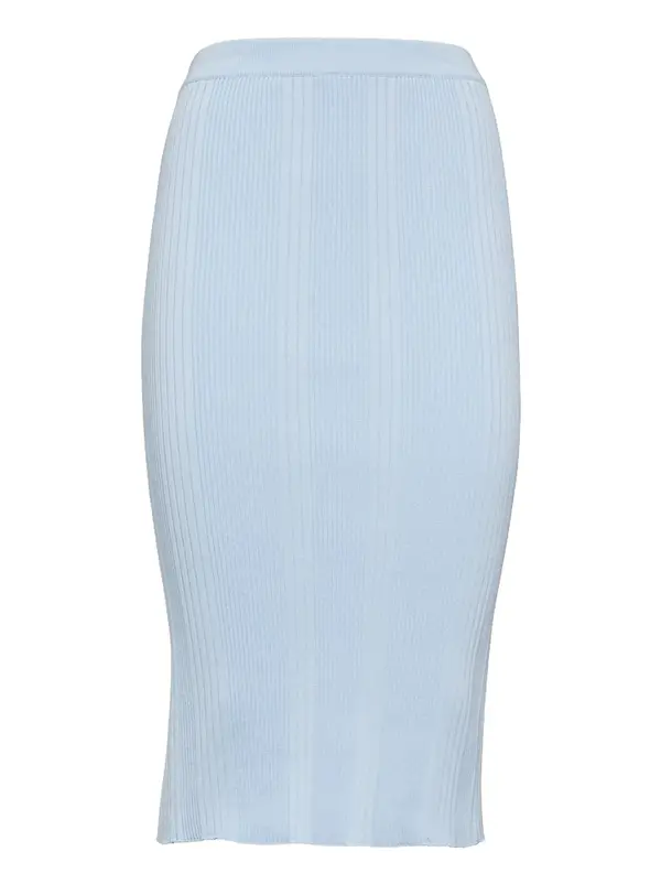Bottega Veneta Ribbed-knit Cotton Midi Skirt - Blue