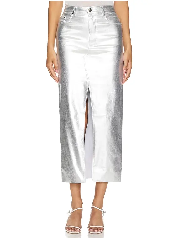 LOVERS AND FRIENDS Naomi Metallic Maxi Skirt - Silver