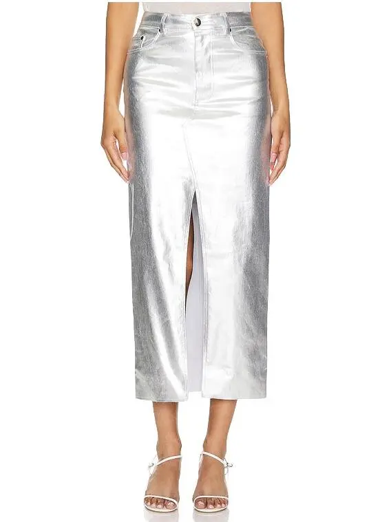 LOVERS AND FRIENDS Naomi Metallic Maxi Skirt - Silver