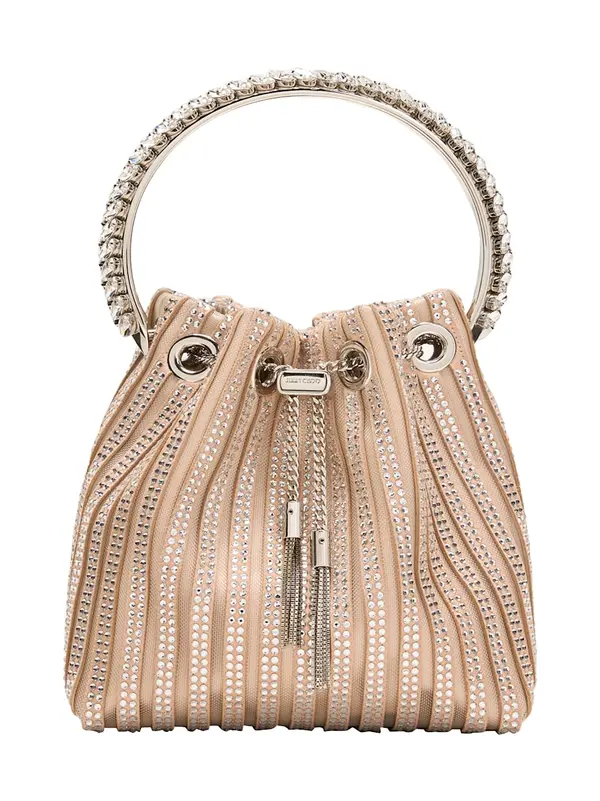 JIMMY CHOO Bon Bon Embellished Bucket Bag - Latte