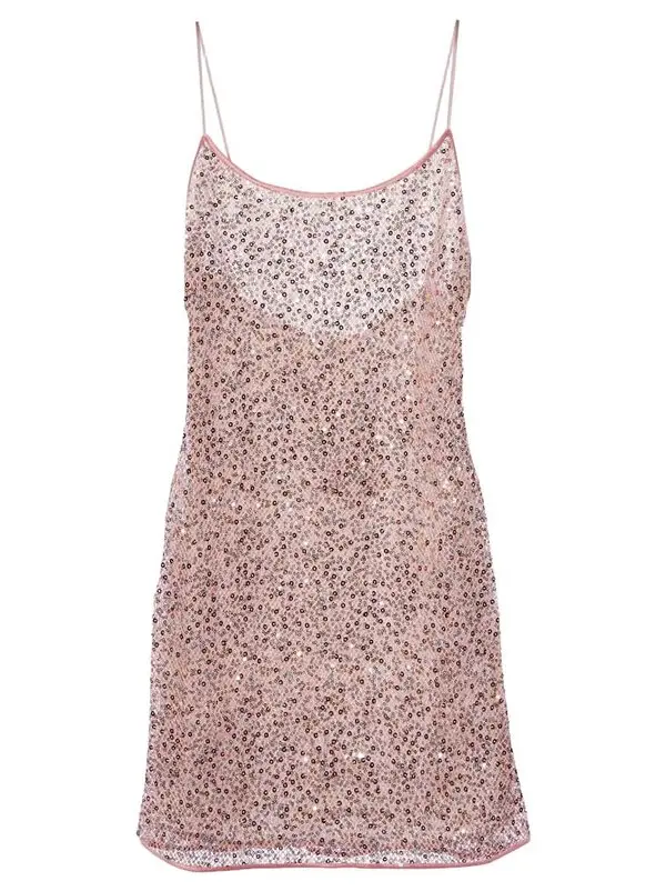 Oseree Netquins Mini Slip Dress - Pink