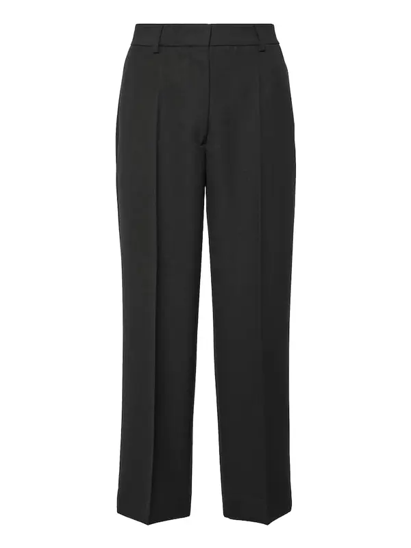 TOTEME Cropped Straight Leg Trousers - Black