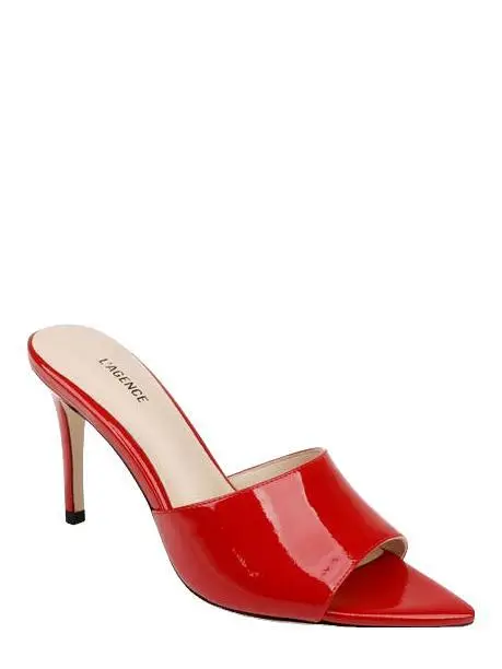 L'Agence Lolita Vii Croc-embossed Leather Slide Sandal - Red Patent