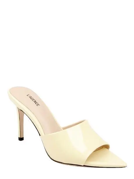 L'Agence Lolita Vii Croc-embossed Leather Slide Sandal - Yellow Patent