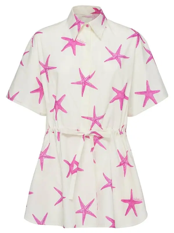 Valentino Garavani Starfish Cotton Poplin Minidress - White