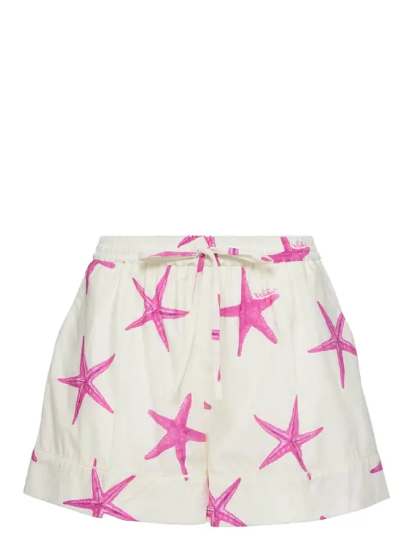 Valentino Garavani Starfish Print Cotton Poplin Shorts - White