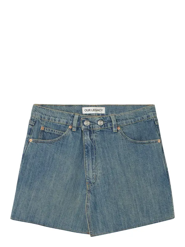 Our Legacy Cover Frayed Denim Mini Skirt - Blue
