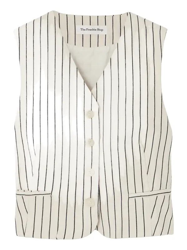 THE FRANKIE SHOP Clare Striped Denim Vest - Cream