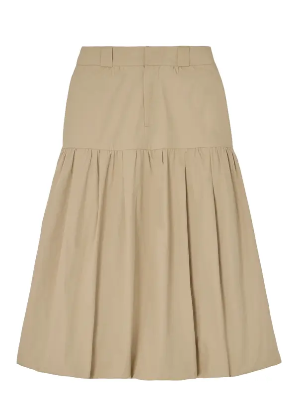 Sea Belle Pleated Tiered Midi Skirt - Neutrals