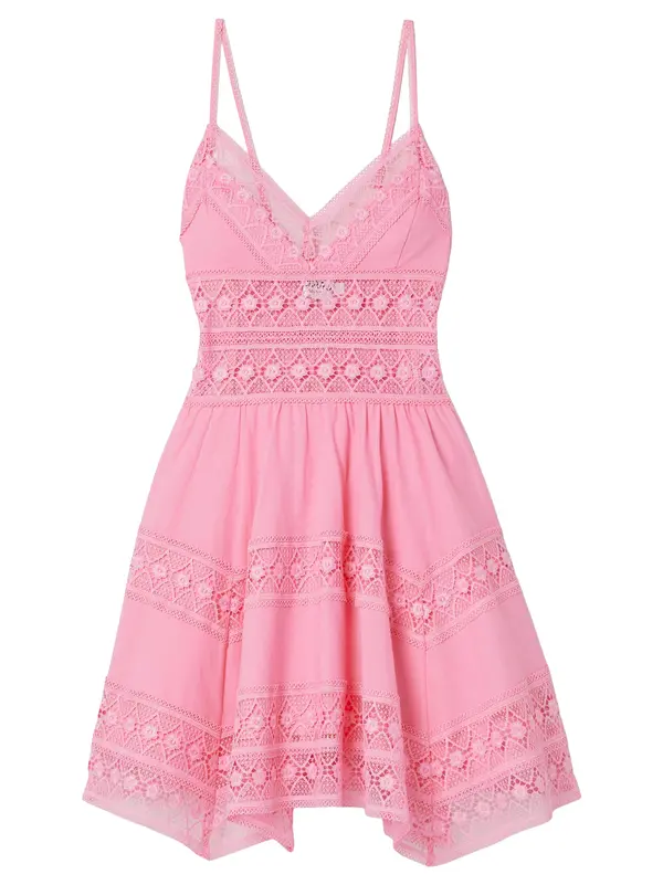 Charo Ruiz Ibiza Syilvie Guipure Lace-trimmed Mini Dress - Pink