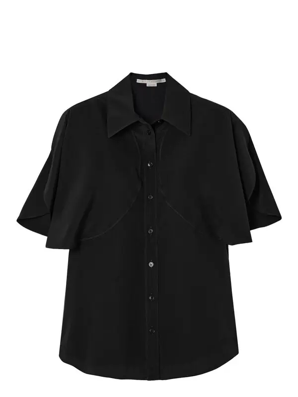 Stella McCartney Paneled Silk-crepe Shirt - Black