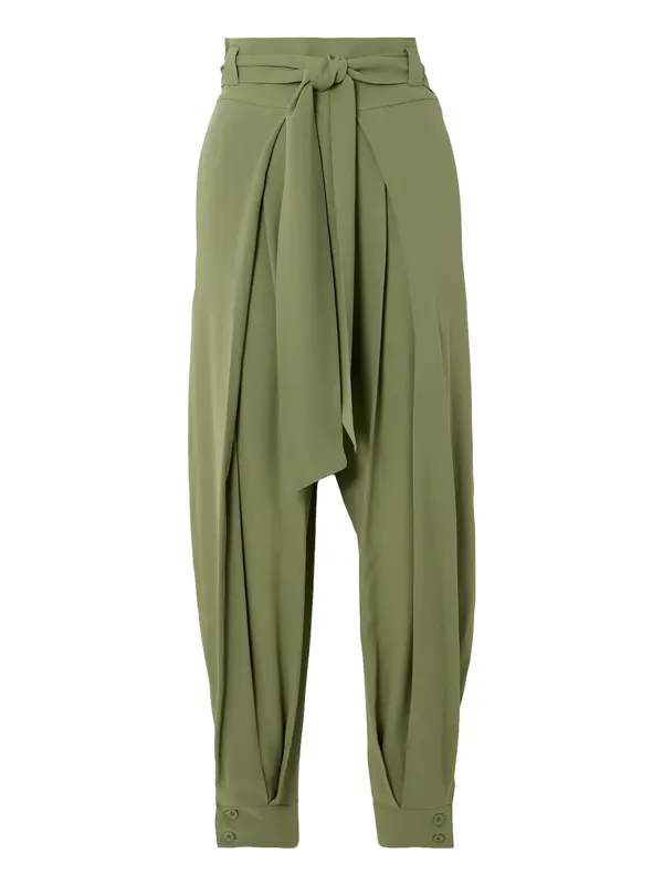 Loro Piana Gralan Belted Tapered Pants - Green
