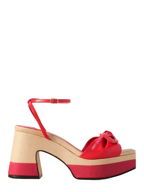 JIMMY CHOO Ricia Leather Platform Sandals - Red