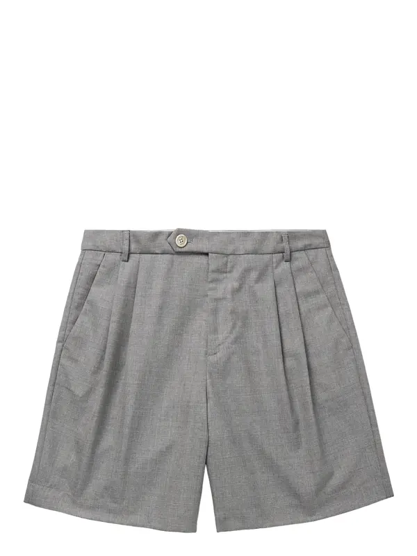 Brunello Cucinelli Straight-leg Pleated Bermuda Shorts - Gray