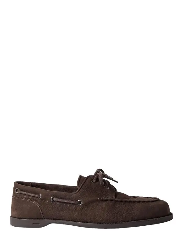 John Lobb Foil Leather Boat Shoes - Brown