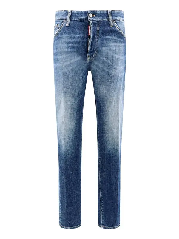 Dsquared2 Cotton Jeans With Logo Patch - Blue