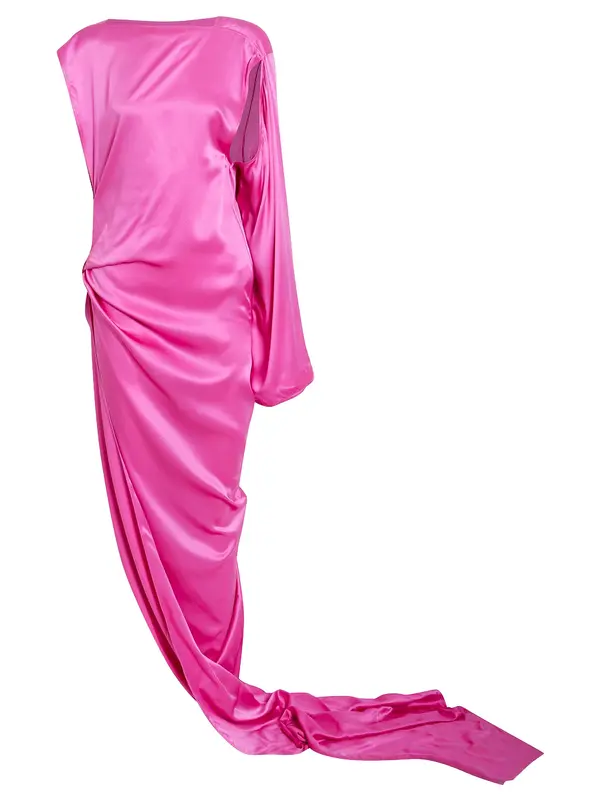 Rick Owens Edfu One-sleeve Silk-satin Gown - Bright Pink
