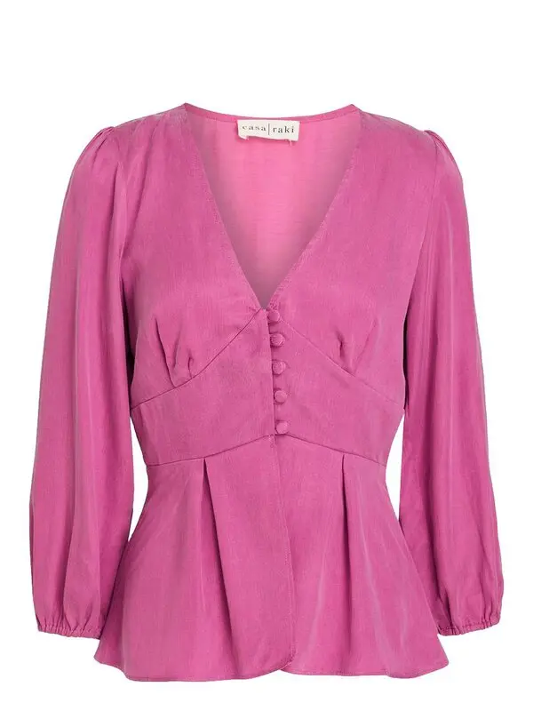 Casa Raki Chiara Pleated Blouse - Magenta