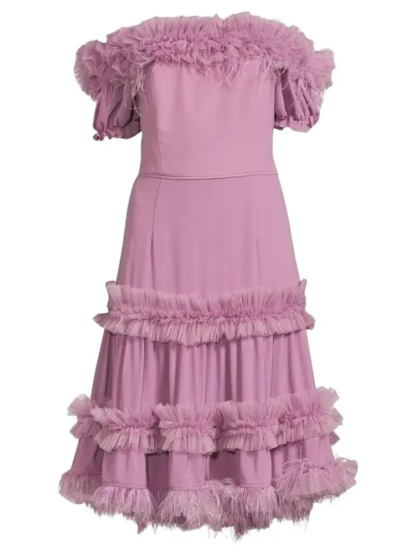 Shani Off-the-shoulder Ruffled Midi-dress - Passion