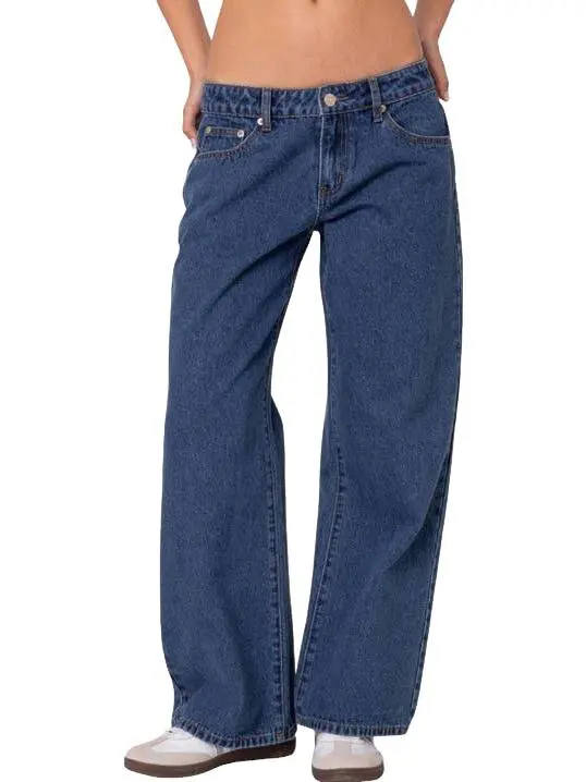 EDIKTED Raelynn Wide Leg Jeans - Blue-washed