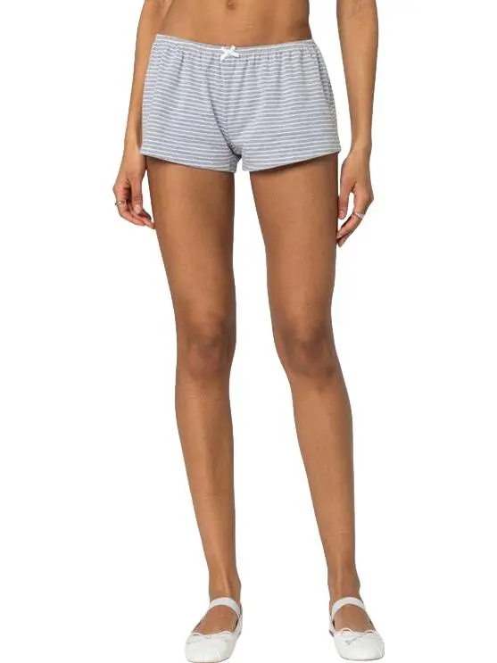 EDIKTED Astor Stripe Shorts - Gray-and-white