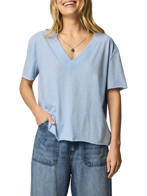 Splendid Kacey V-neck T-shirt - Sea Breeze Heather Blue
