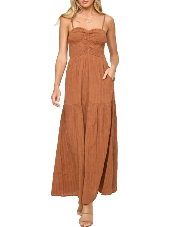 L*Space Mallorca Smocked Maxi Dress - Brown Sugar