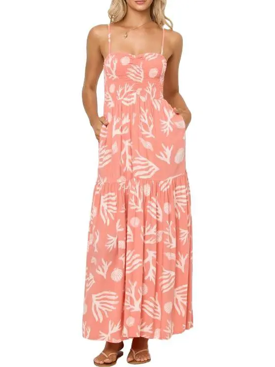L*Space Mallorca Smocked Maxi Dress - Shell Or High Water