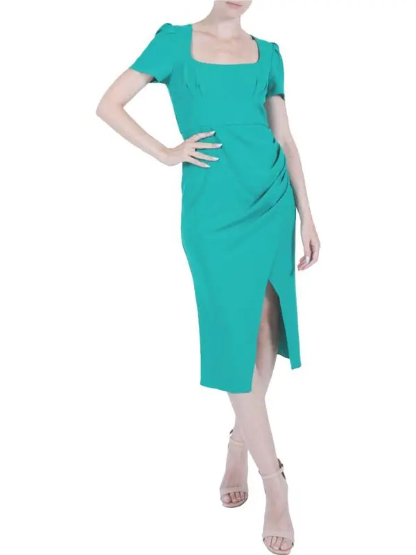 Julia Jordan Ruched Midi Sheath Dress - Resort Emerald