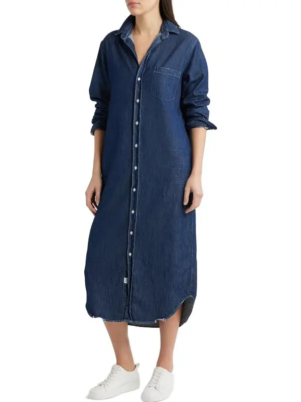 Frank & Eileen Rory Long Sleeve Denim Maxi Shirtdress - Dark Vintage Wash