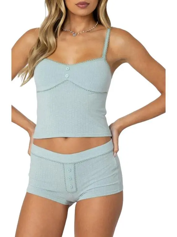 EDIKTED Maelle Pointelle Rib Camisole - Sage