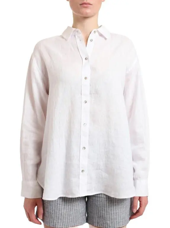 MAVI Long Sleeve Linen Shirt - White