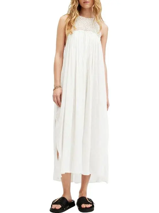 ALLSAINTS Corrs Crochet Yoke Cotton Maxi Sundress - Chalk White