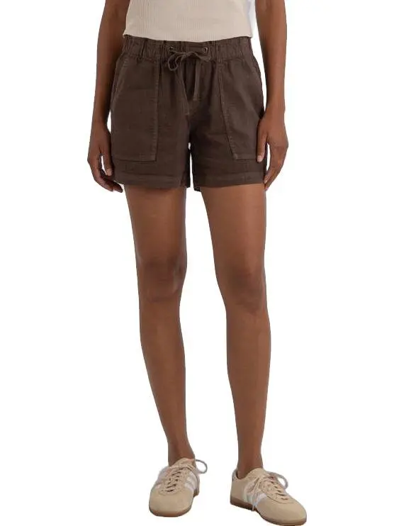 Kut From The Kloth Katana Drawstring Linen Blend Shorts - Chocolate