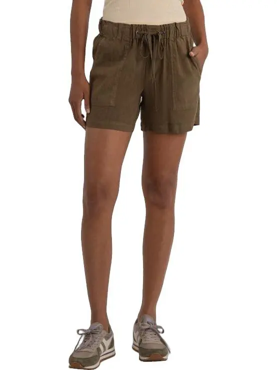 Kut From The Kloth Katana Drawstring Linen Blend Shorts - Forest